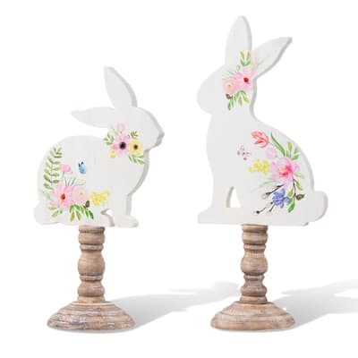 Glitzhome® 12.5" Easter Wooden Bunny Table Décor Set | Michaels
