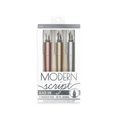 Modern Script Fountain Pens & Journal Set | Michaels