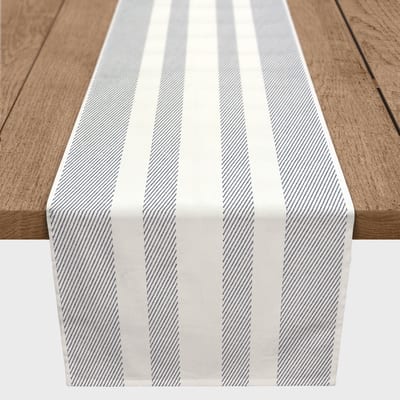 Textured Blue Stripes 16" x 72" Cotton Twill Runner | Michaels