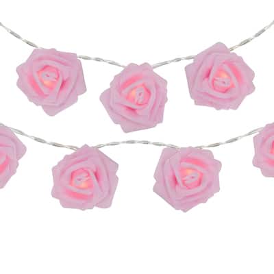 10ct. Pink Rose Flower LED String Lights with Clear Wire | Michaels