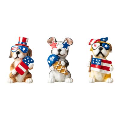 Glitzhome® Patriotic Americana Dog Table Décor Set | Michaels