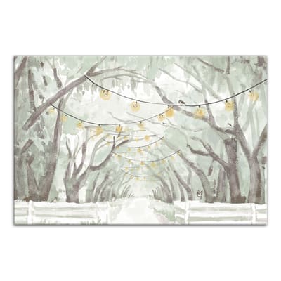 String Lights Tree Path Canvas Wall Art | Michaels