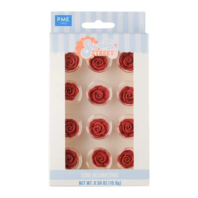 PME Cake Sweet Street® Rose Icing Decorations, 12ct., Color: Red | Michaels