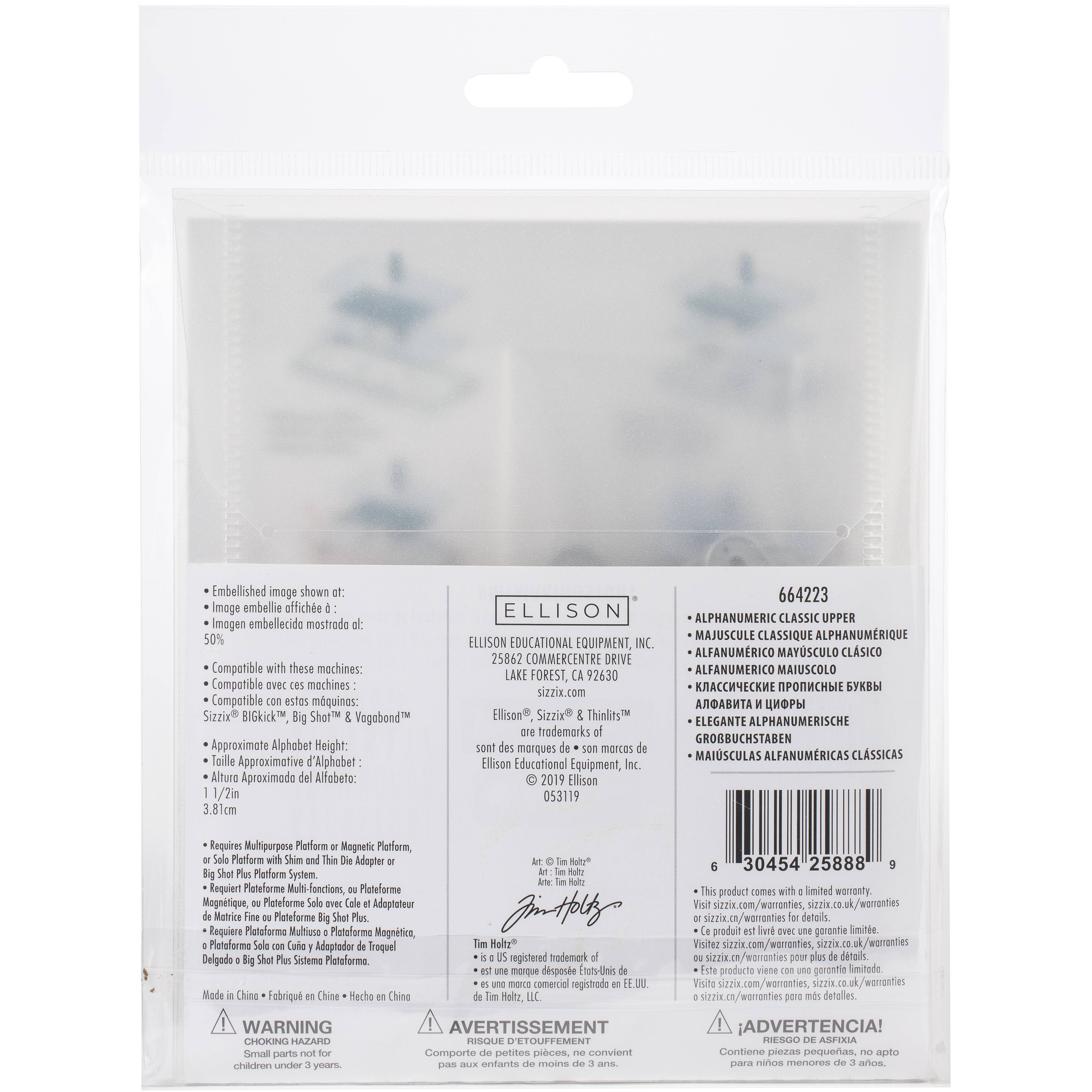 Sizzix® Thinlits® Classic Upper Alphanumeric Die Set By Tim Holtz® | Michaels