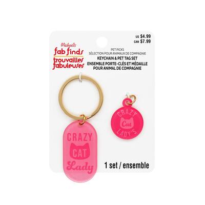 Pink & Gold Keychain & Pet Tag Set by Fab Finds | Michaels