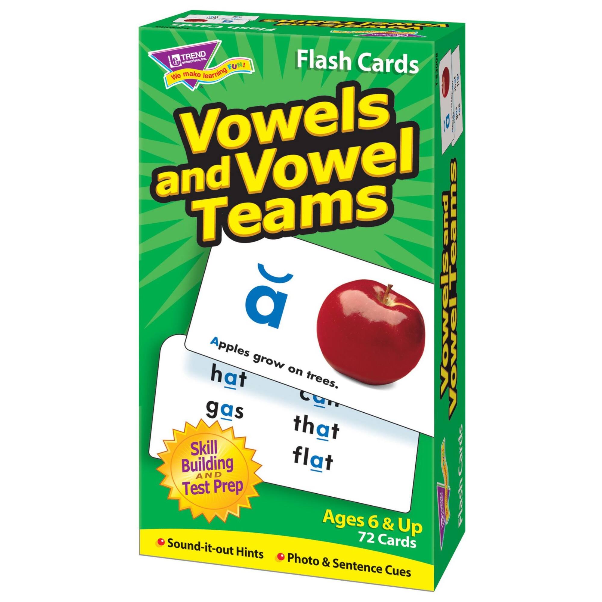 Trend Enterprises® Vowels and Vowel Teams Skill Drill Flash Cards ...