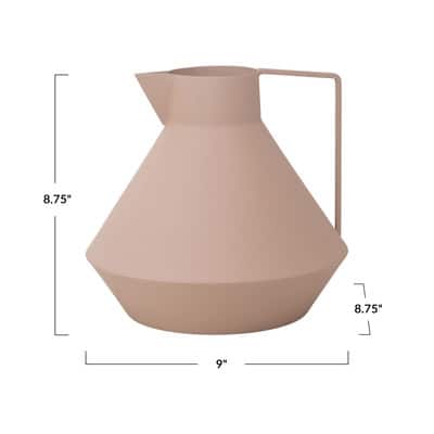 10" Matte Beige Decorative Textured Metal Pitcher with Handle | Michaels