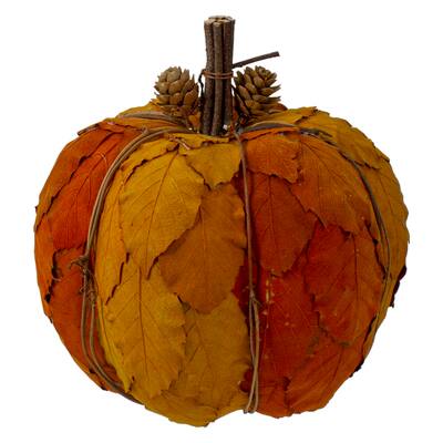 7.5" Orange & Brown Fall Harvest Tabletop Pumpkin | Michaels