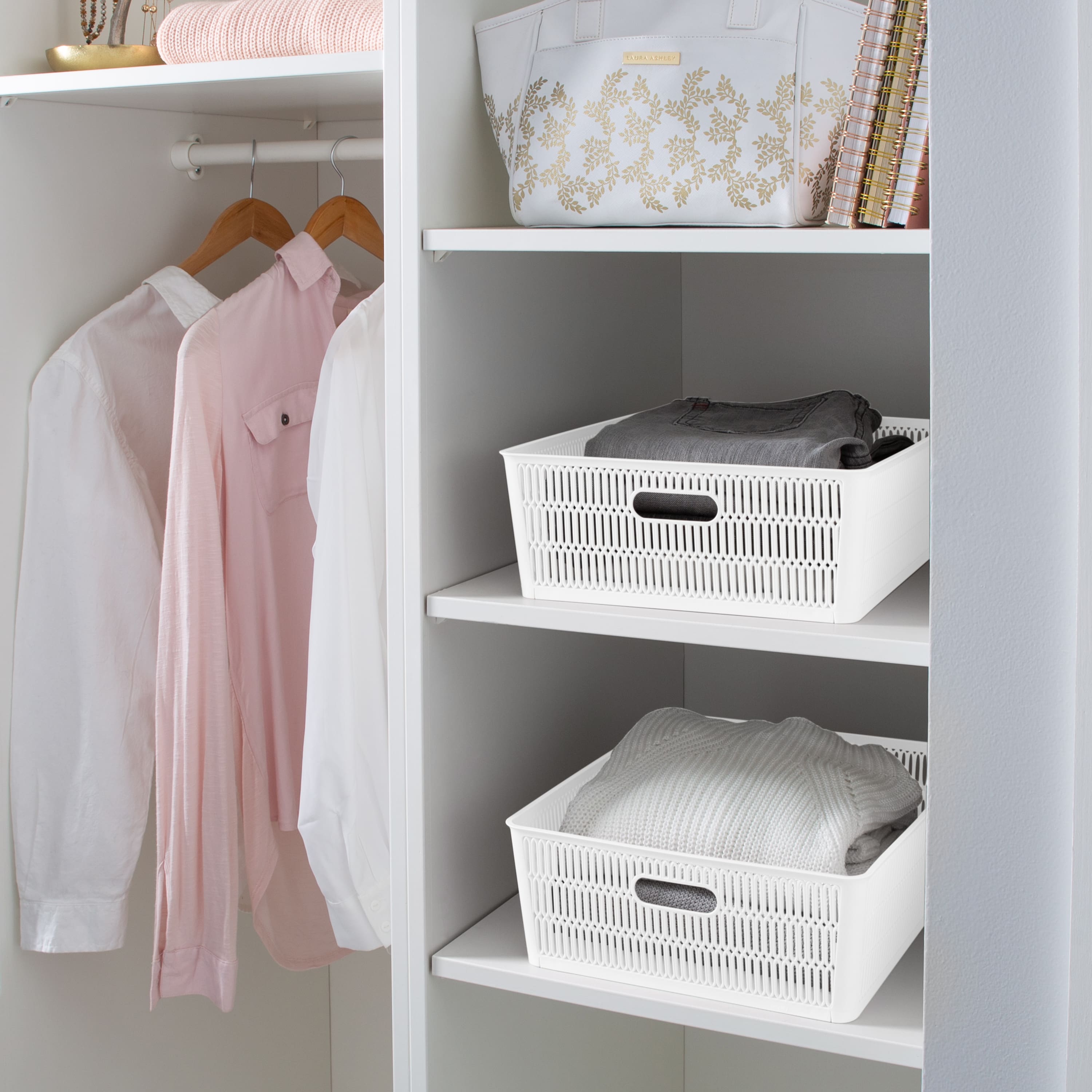 Simplify Slide 2 Stack It Shallow Tote Baskets, 2ct. | Michaels