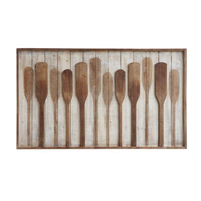 Hello Honey® 28" Paddles on Washed White Wood Framed Wall Décor | Michaels