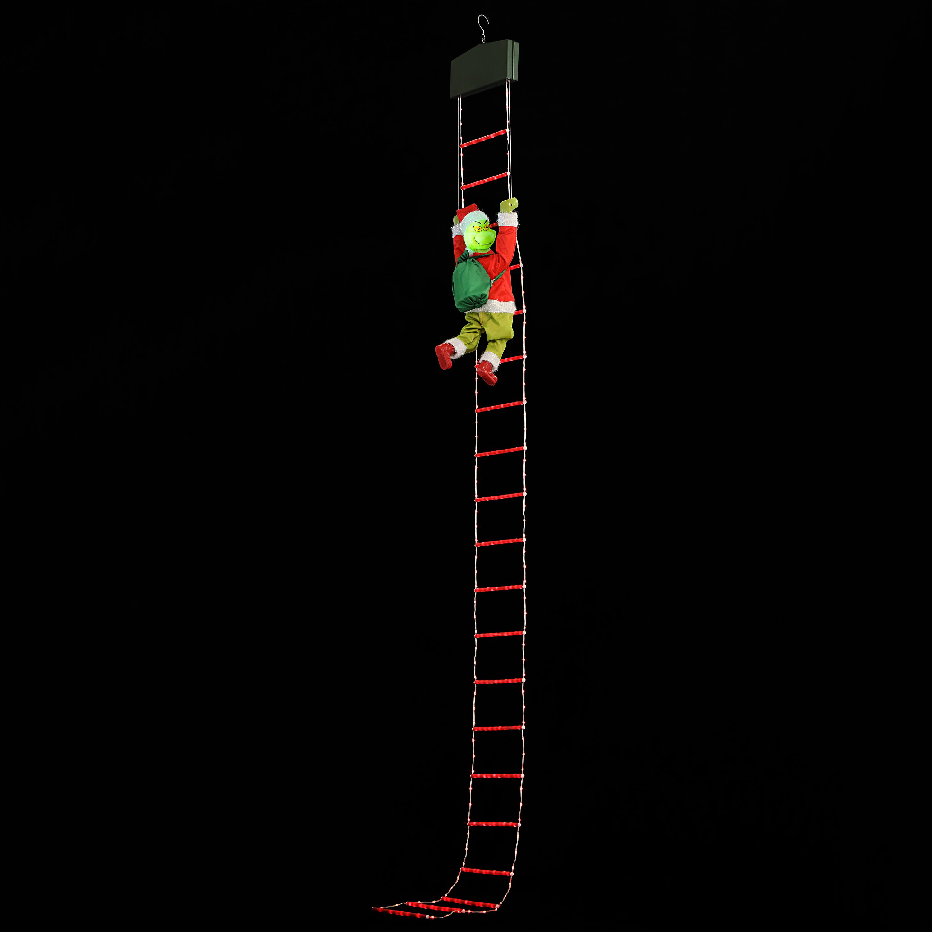 Mr. Christmas 10ft. Outdoor Animated Rope Ladder Climbing Grinch ...