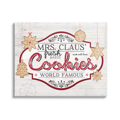 Stupell Industries Vintage Mrs. Claus Cookies Sign Canvas Wall Art ...