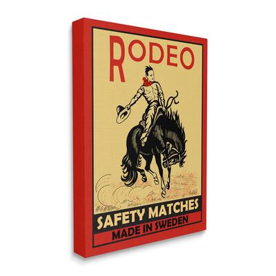 Stupell Industries Rodeo Safety Matches Cowboy Bucking Bronco Red ...