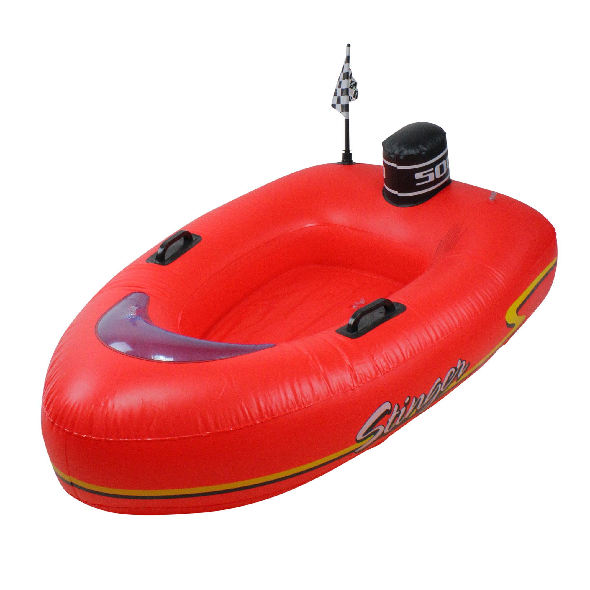 Swim Central 4ft. Inflatable Red & Black Stinger Speedboat Pool Raft ...