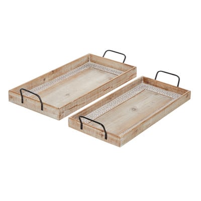 Brown Wood Boho Style Tray Set | Michaels