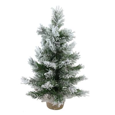 18" Unlit Flocked Pine Artificial Christmas Tree in Burlap Base | Michaels