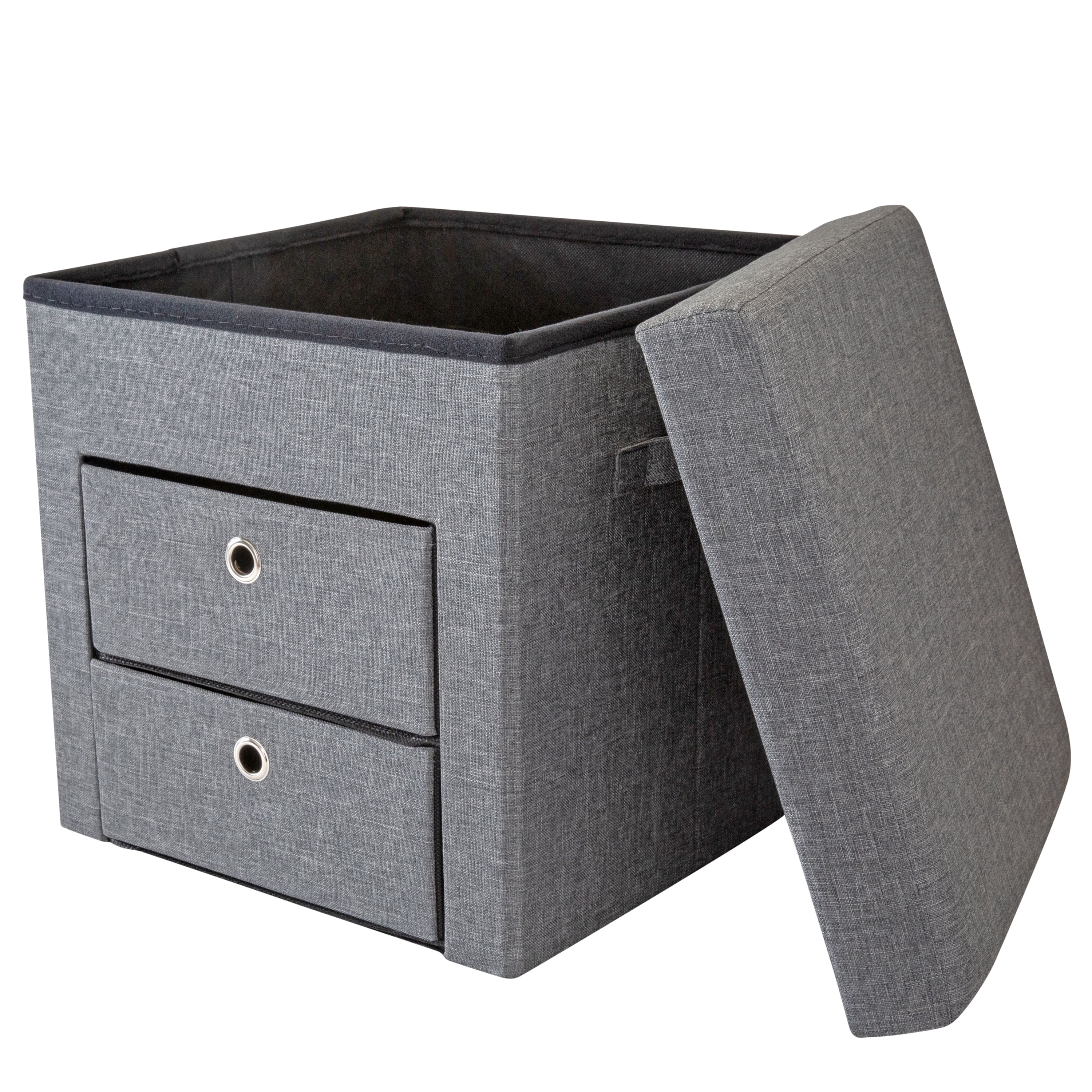 Simplify Gray 2 Drawer Collapsible Storage Ottoman | Ottomans | Michaels