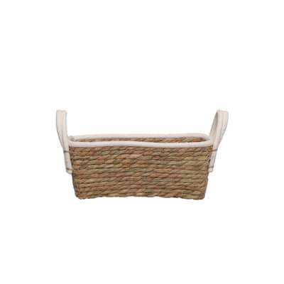 Small Natural Grass Rope Basket with White Fabric Handles by Ashland ...