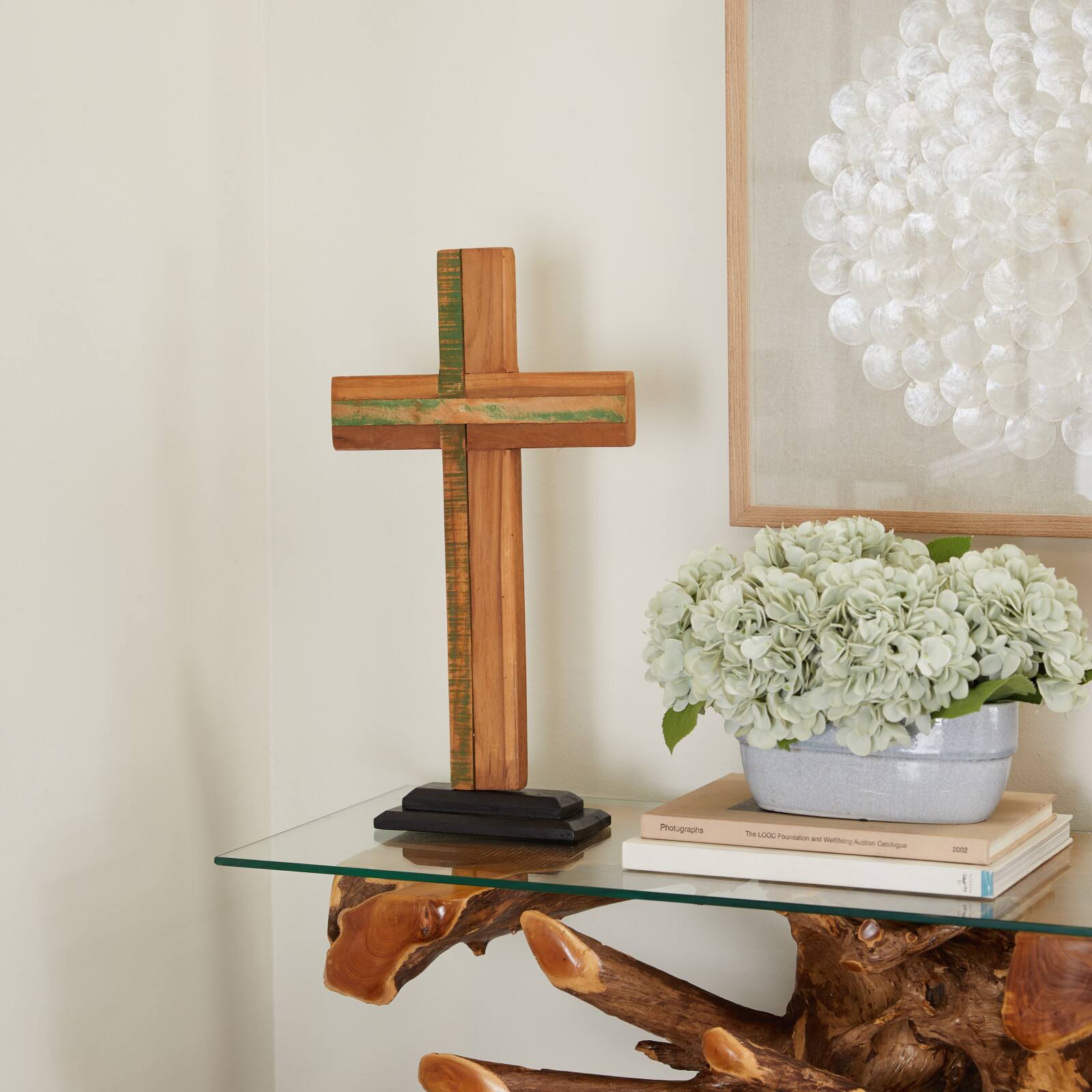 21" Brown Natural Cross Sculpture | Michaels