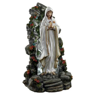 Design Toscano 19" LED Lit Blessed Virgin Mary Garden Grotto Sculpture ...