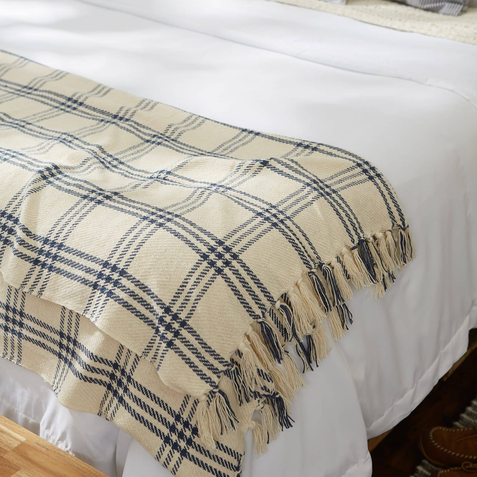 DII® French Blue Modern Farmhouse Plaid Throw | Michaels