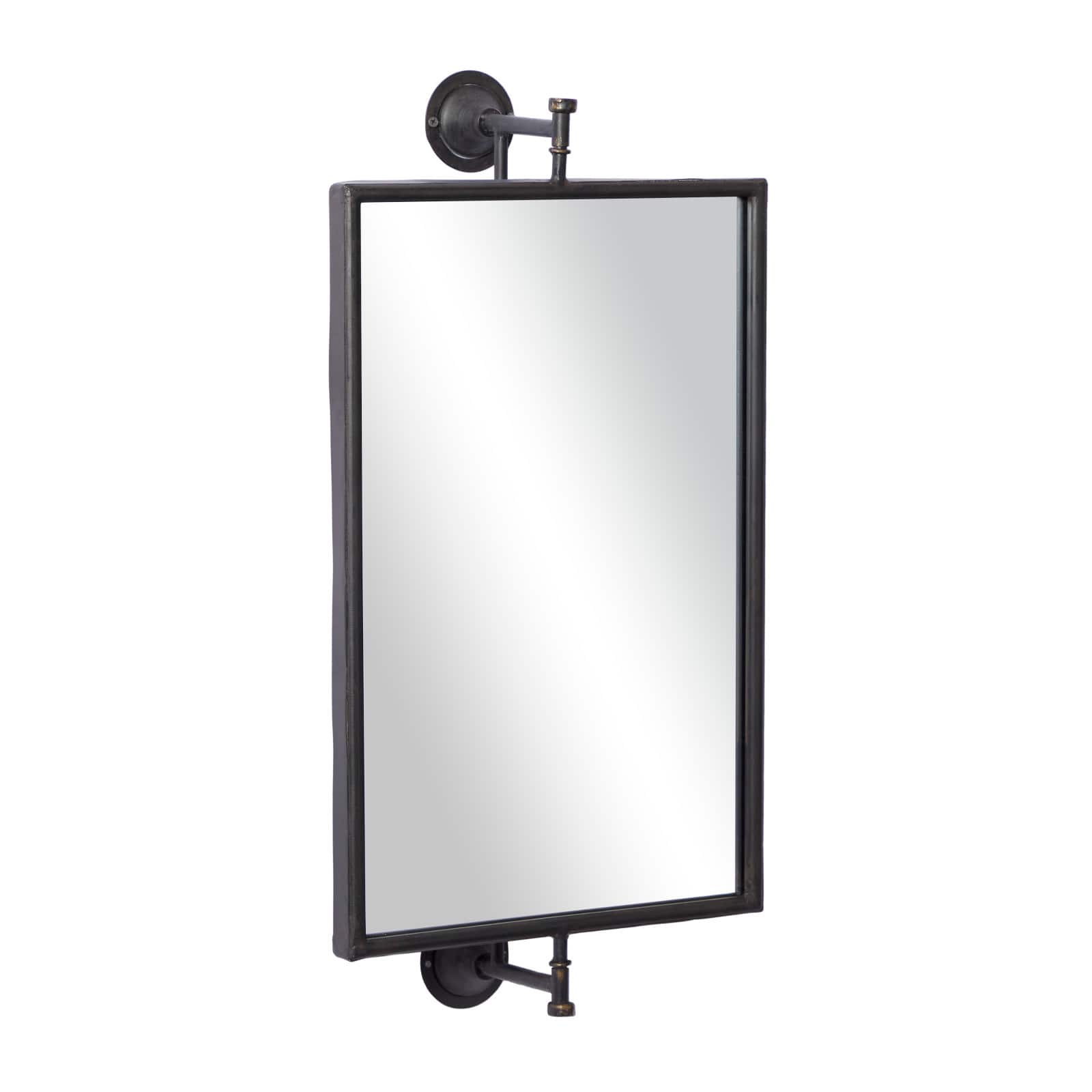 28" Black Wood Industrial Wall Mirror | Michaels
