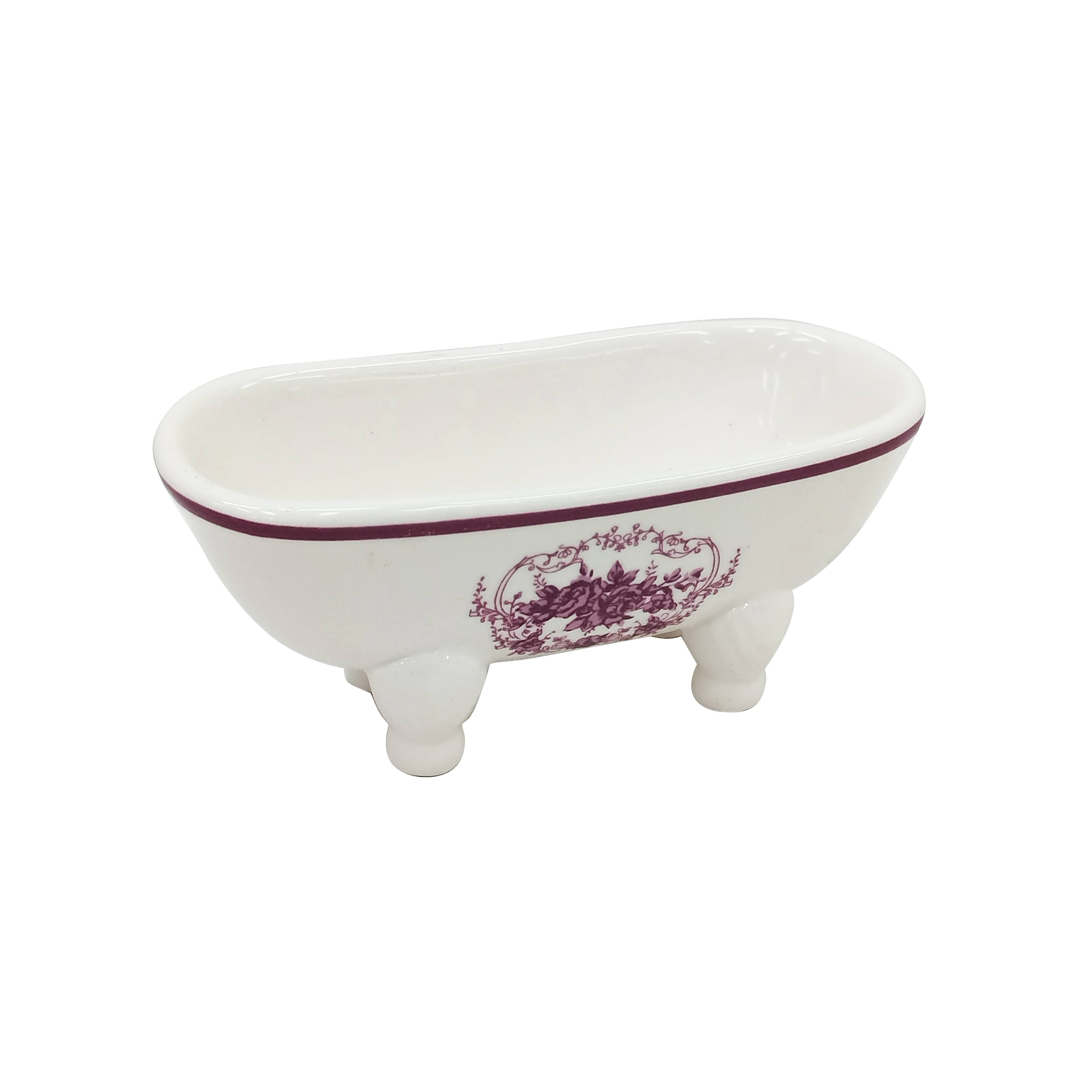 6" White with Burgundy Rose Emblem Ceramic Soap Dish by Ashland® | Michaels