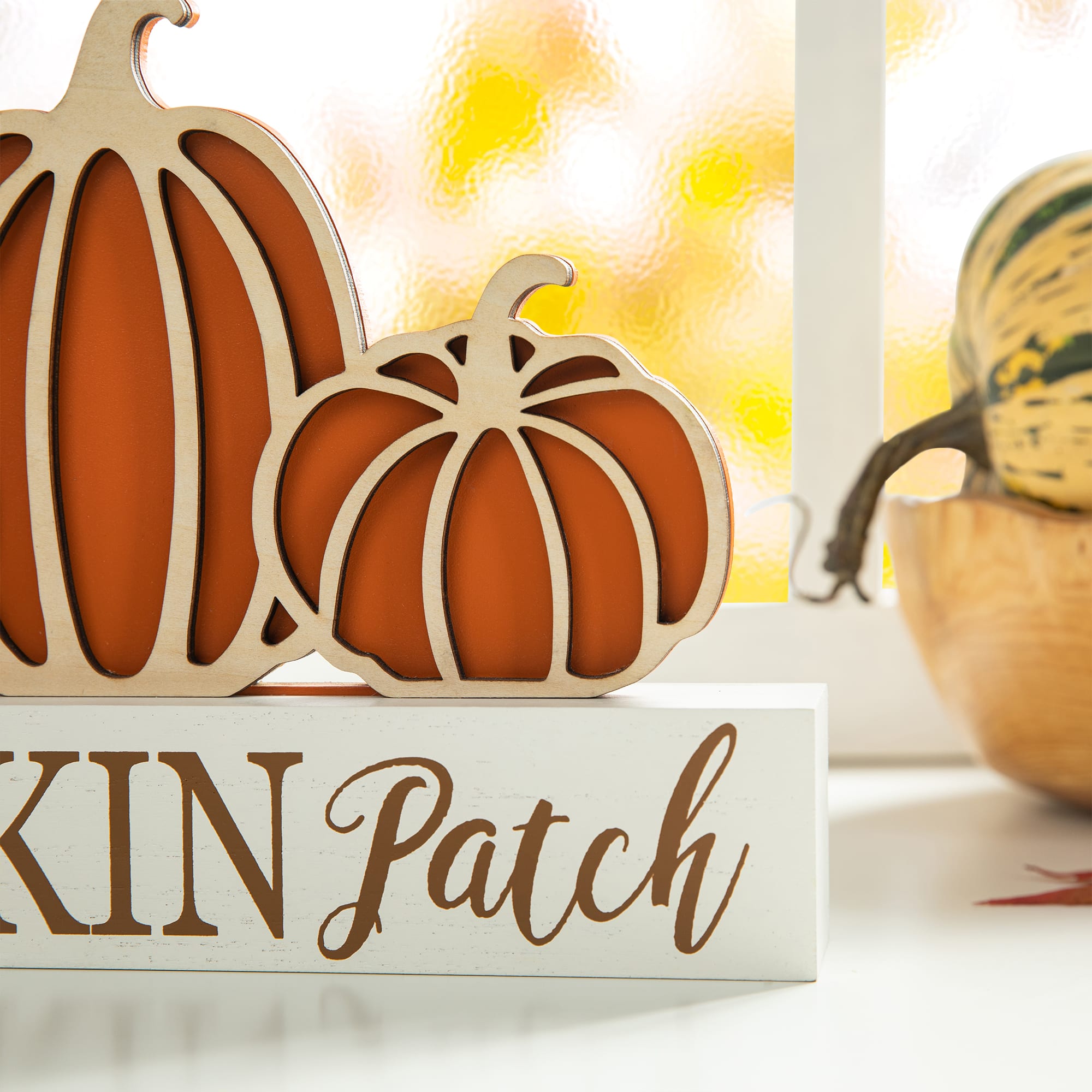 Glitzhome® 11.75" Fall Wood Pumpkin Patch Table Sign | Michaels