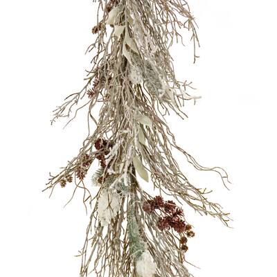 9ft. Pre-Lit Snowy Christmas Garland with Battery Operated LED Lights ...