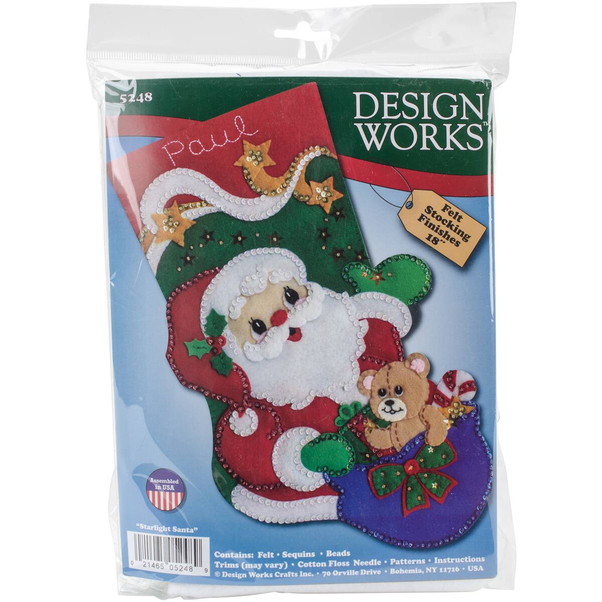 Design Works™ Starlight Santa 18" Felt Stocking Applique Kit | Michaels