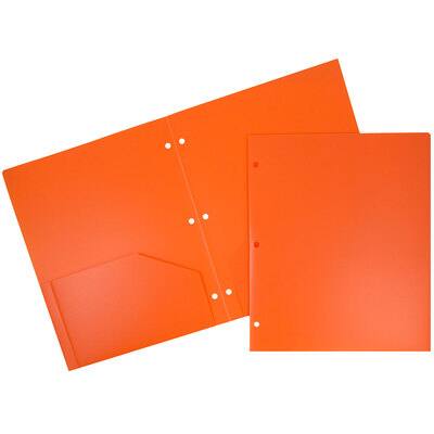 JAM Paper 3-Hole Heavy Duty Plastic Pocket Folder, 6ct., Color: Orange ...