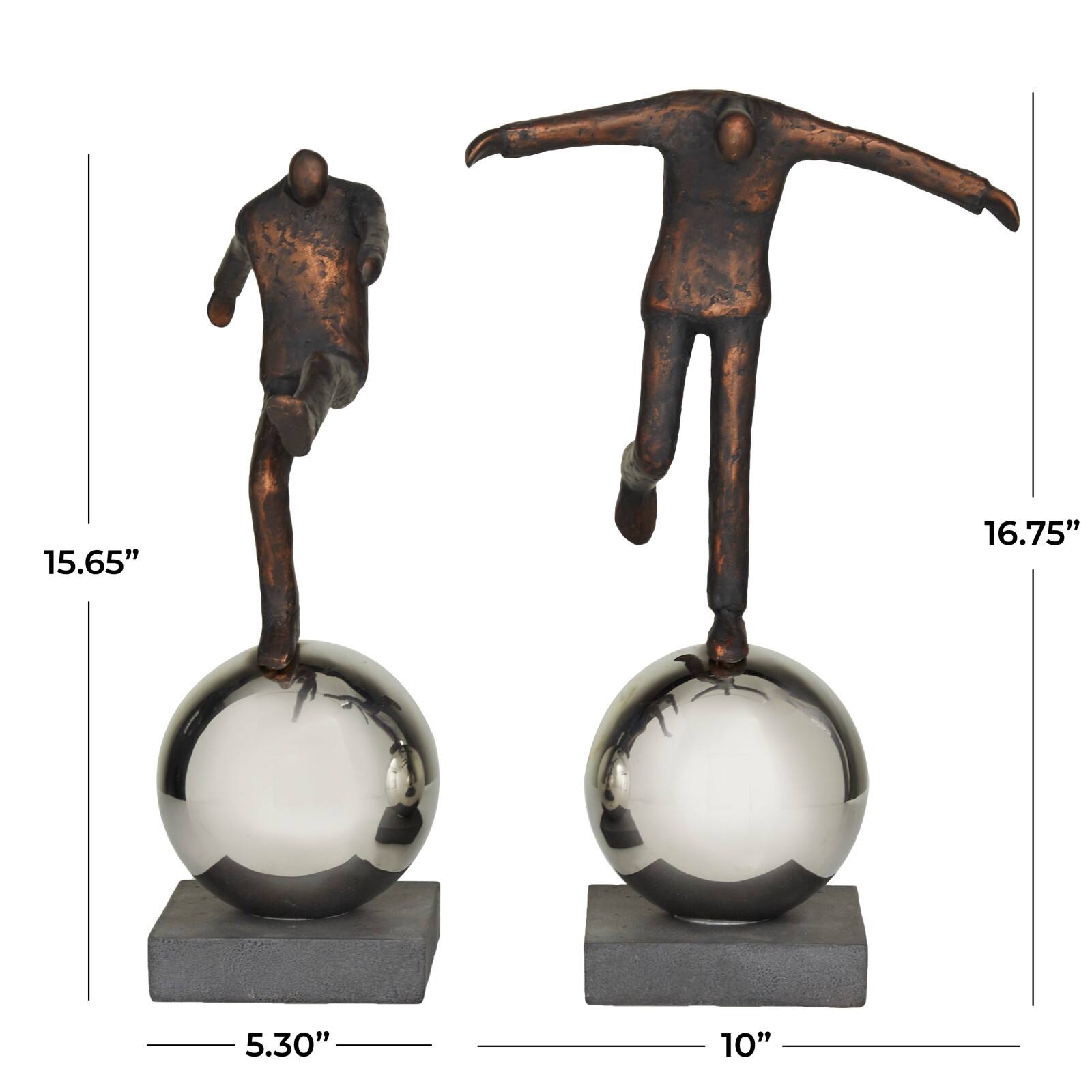 Bronze Polystone People Sculpture with Silver Ball Stands Set | Michaels