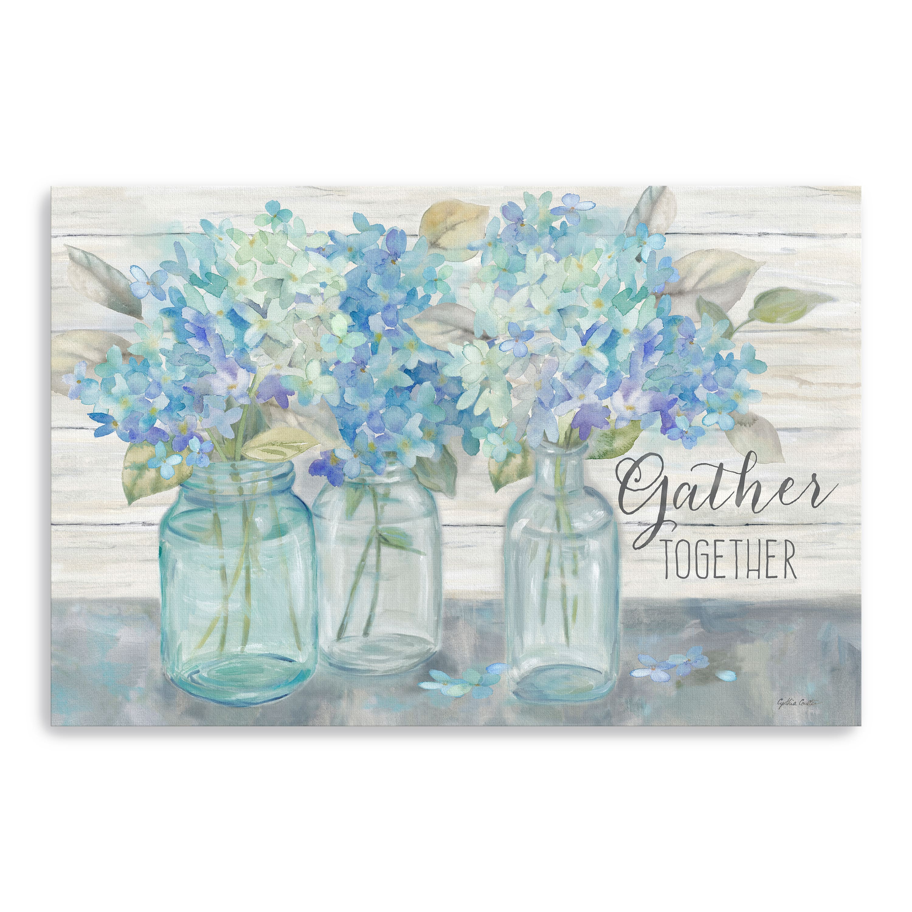 Farmhouse Hydrangeas In Mason Jars Gather Canvas Giclee | Michaels
