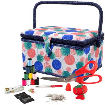 SINGER® Large Florence Floral Print Sewing Basket with Sewing Kit ...