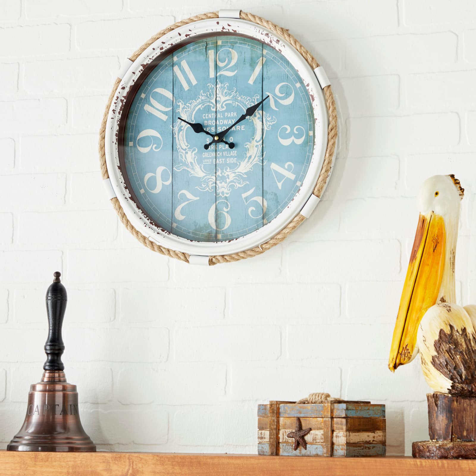 17" Blue Metal Coastal Wall Clock | Michaels