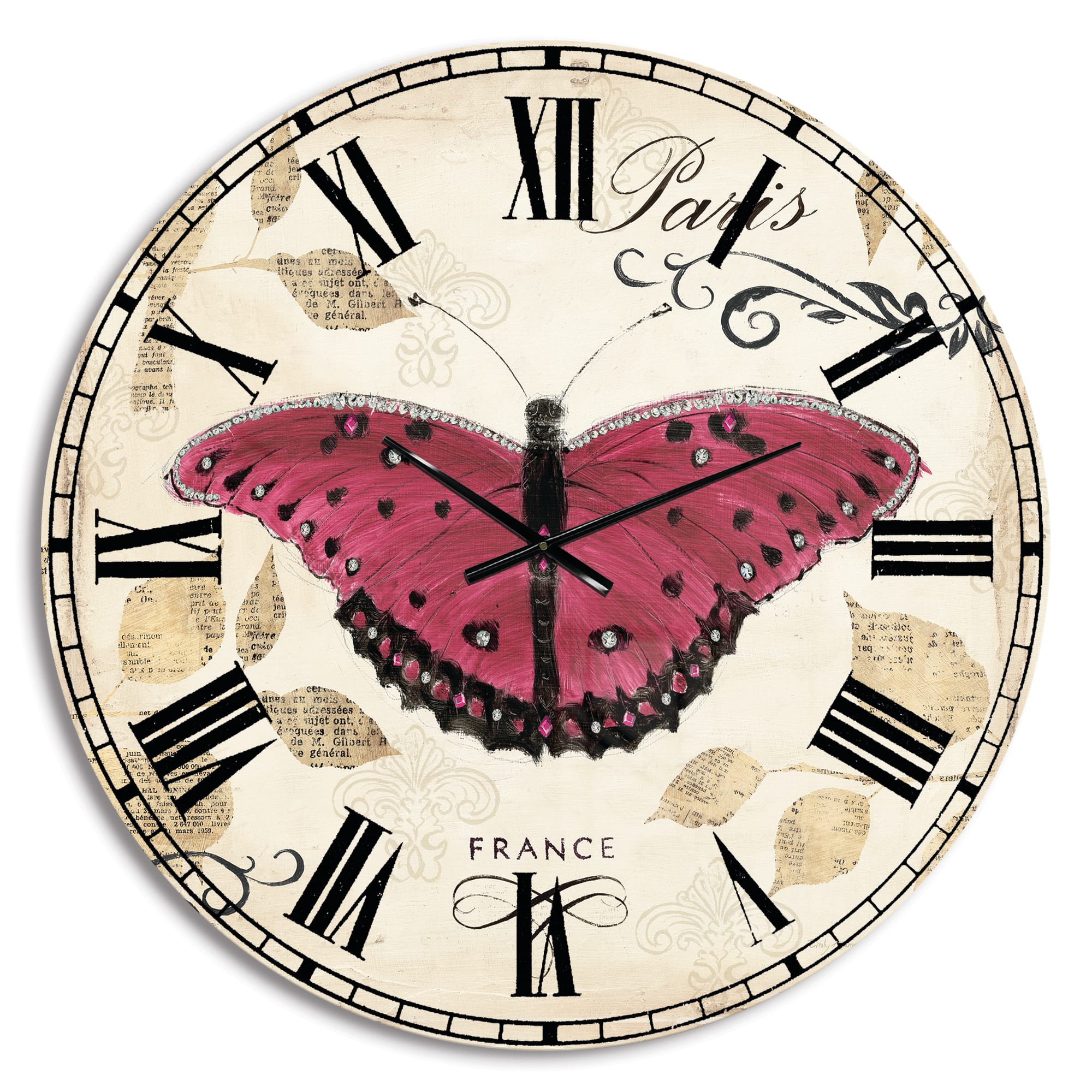 Designart Red Farmhouse Butterfly French Country Wall Clock | Michaels