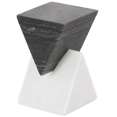 6.5" White & Black Marble Geometric Stacked Pyramid Sculpture | Michaels