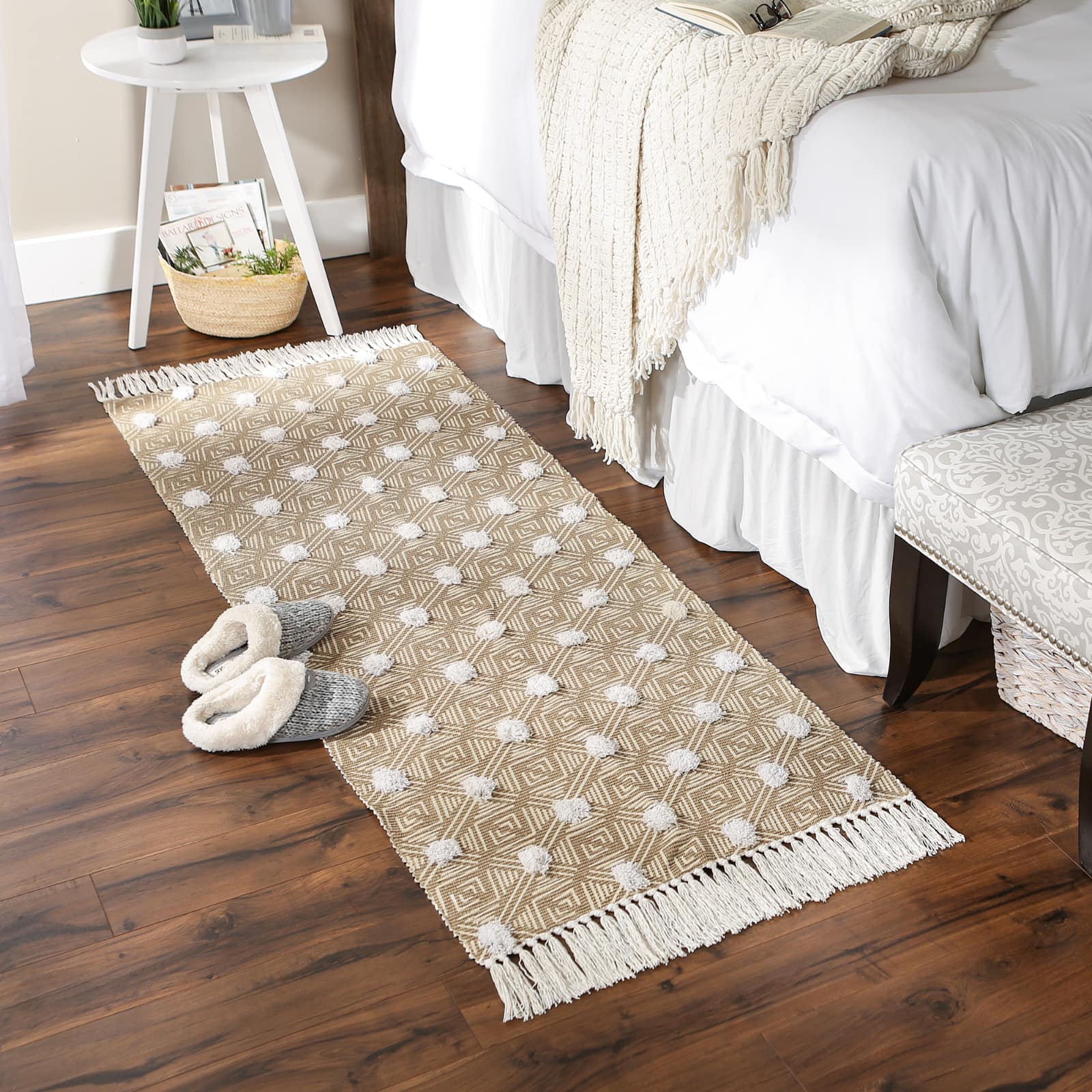 DII® Diamond Printed Off-White Hand-Loomed Shag Rug Runner 2ft. x 6ft ...