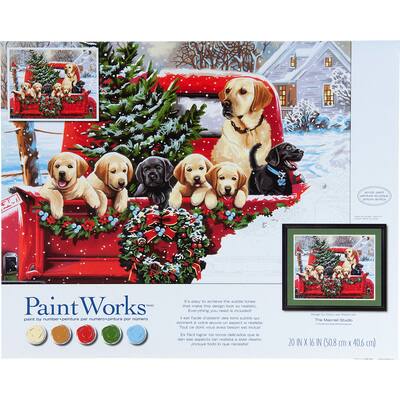 Dimensions® PaintWorks™ Paint-by-Number Kit, Holiday Puppy Truck | Michaels