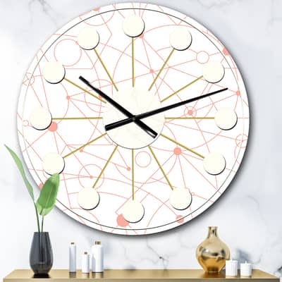 Designart 'Retro Geometric Grid Ii Mid-Century Modern Wall Clock ...