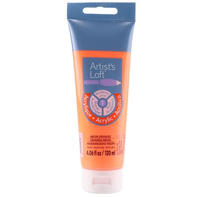 4oz. Acrylic Paint by Artist's Loft™, Size: 4 fl oz, Color: Neon Orange ...