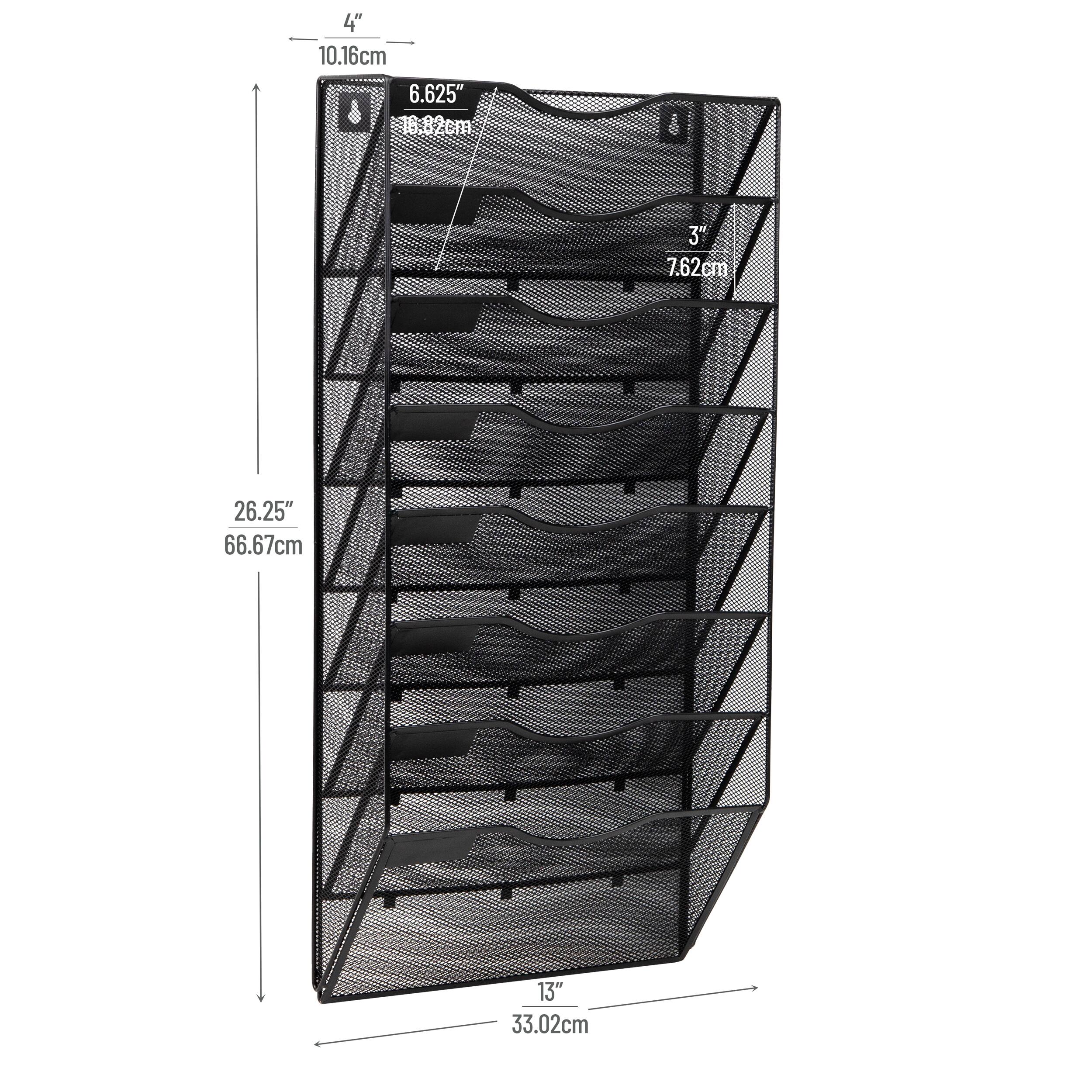 Mind Reader Wall File Organizer, 8 Pocket Hanging Document Rack, Office ...