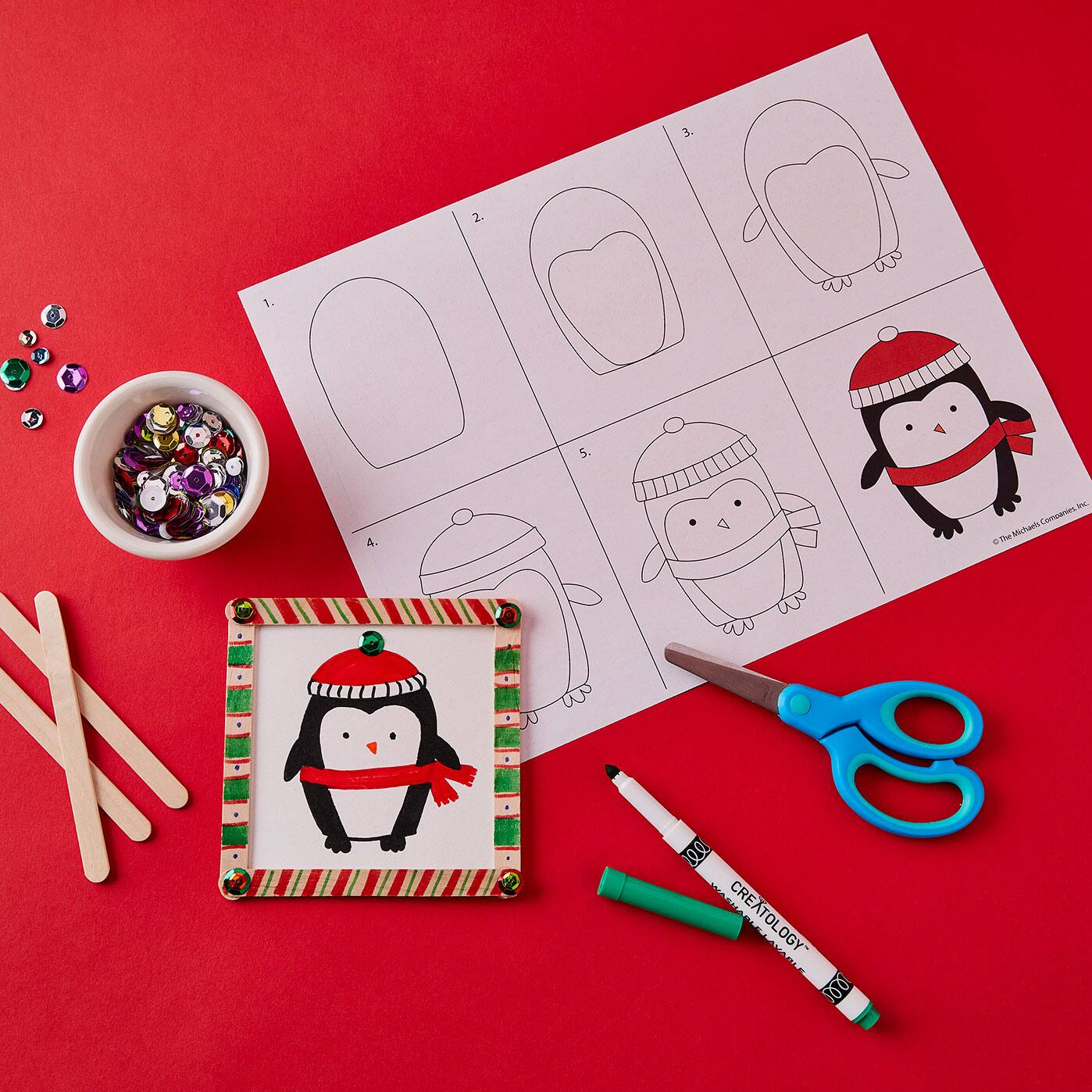 Learn to Draw Christmas Penguin And Frame Michaels Learn to Draw Christmas Penguin And Frame Michaels
