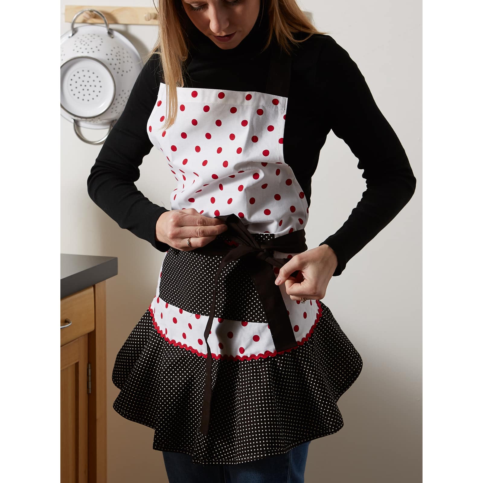 Black/Red Polka Dot Ruffle Ap | Michaels