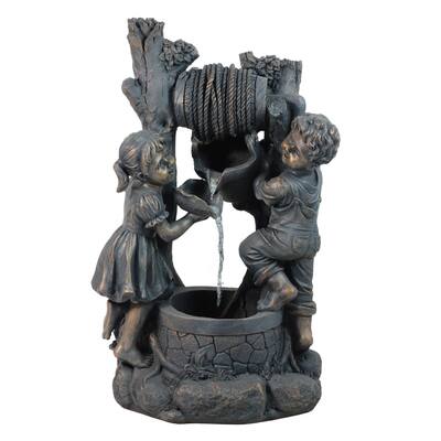 30" Bronze Children at the Well Outdoor Garden Water Fountain | Michaels