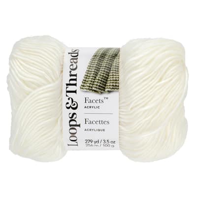 Buy in Bulk - 12 Pack: Facets™ Yarn by Loops & Threads®, Color: White ...