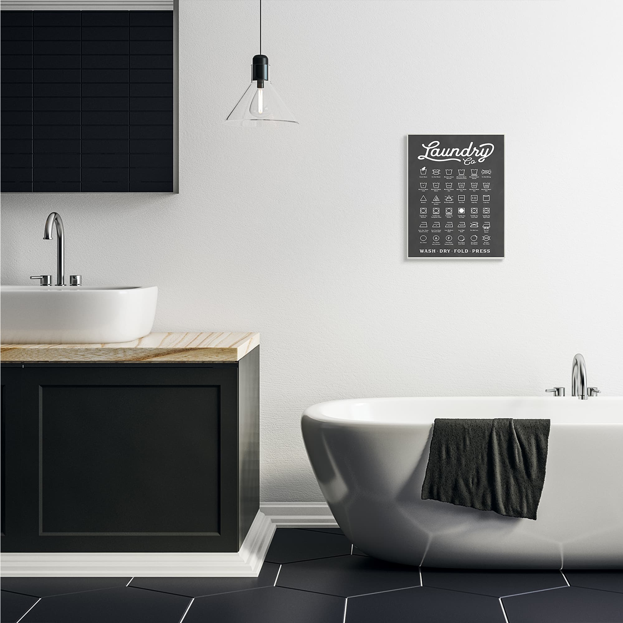 Stupell Industries Laundry Business Symbols Chart Simple Shapes Wood ...