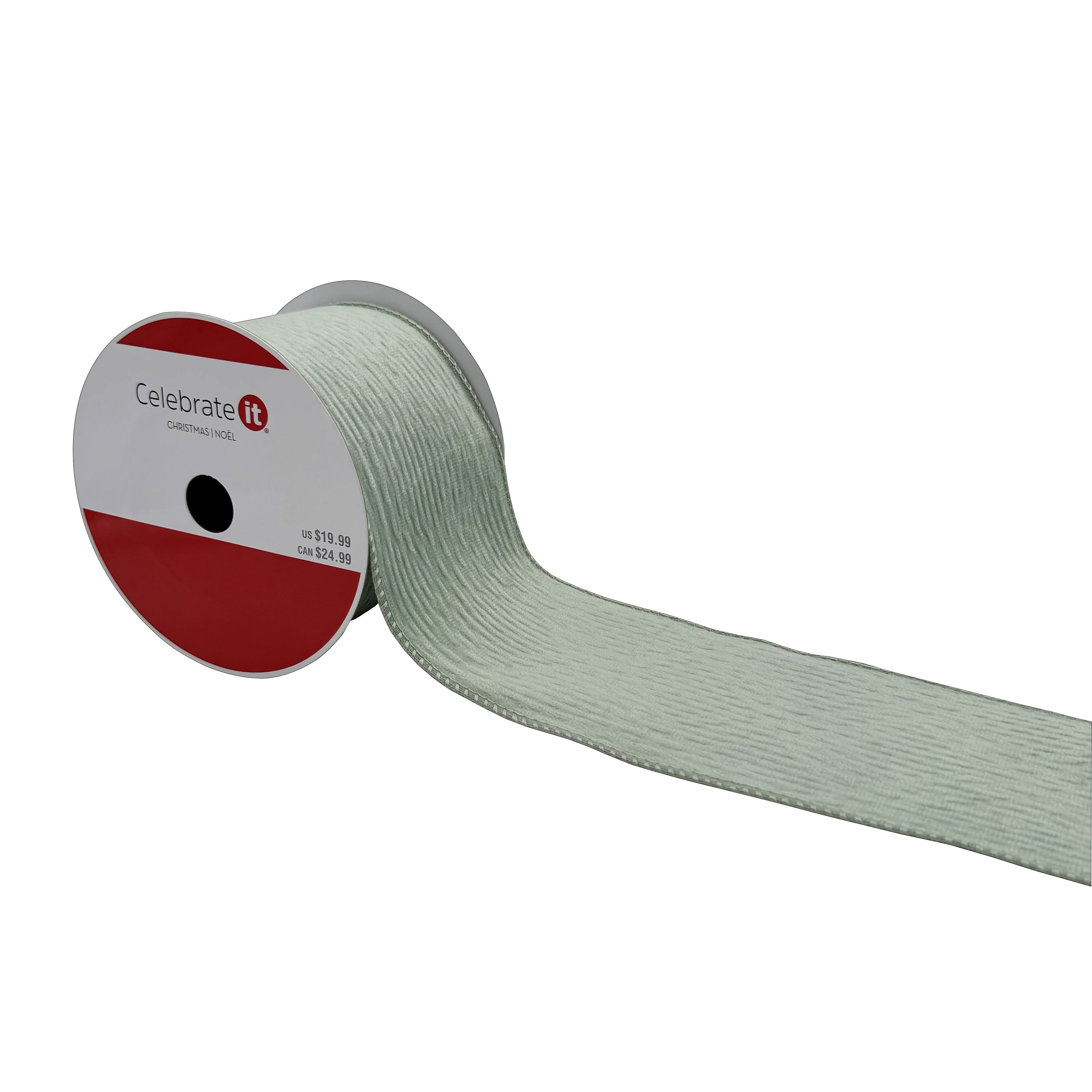 3.5" x 15ft. Sage Velvet Wired Ribbon by Celebrate It™ Christmas | Michaels