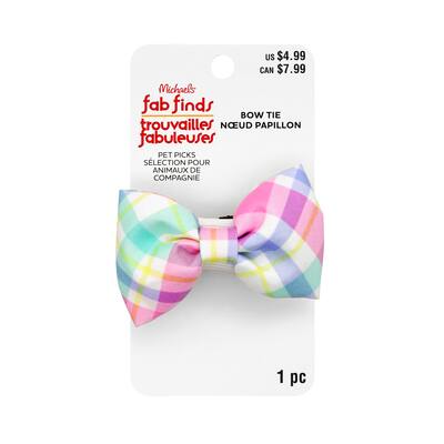 Pet Bow Tie by Fab Finds, Size: Small, Color: Pink Plaid | Michaels