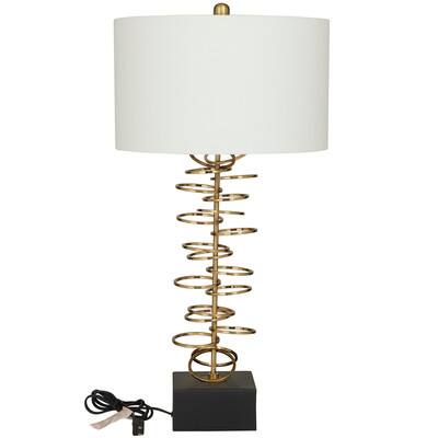 Gold Metal Gold Stacked Ring Table Lamp with Drum Shade 15" x 15" x 30 ...